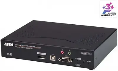 4K DisplayPort Single Display KVM over IP Extender with PoE (Receiver ...