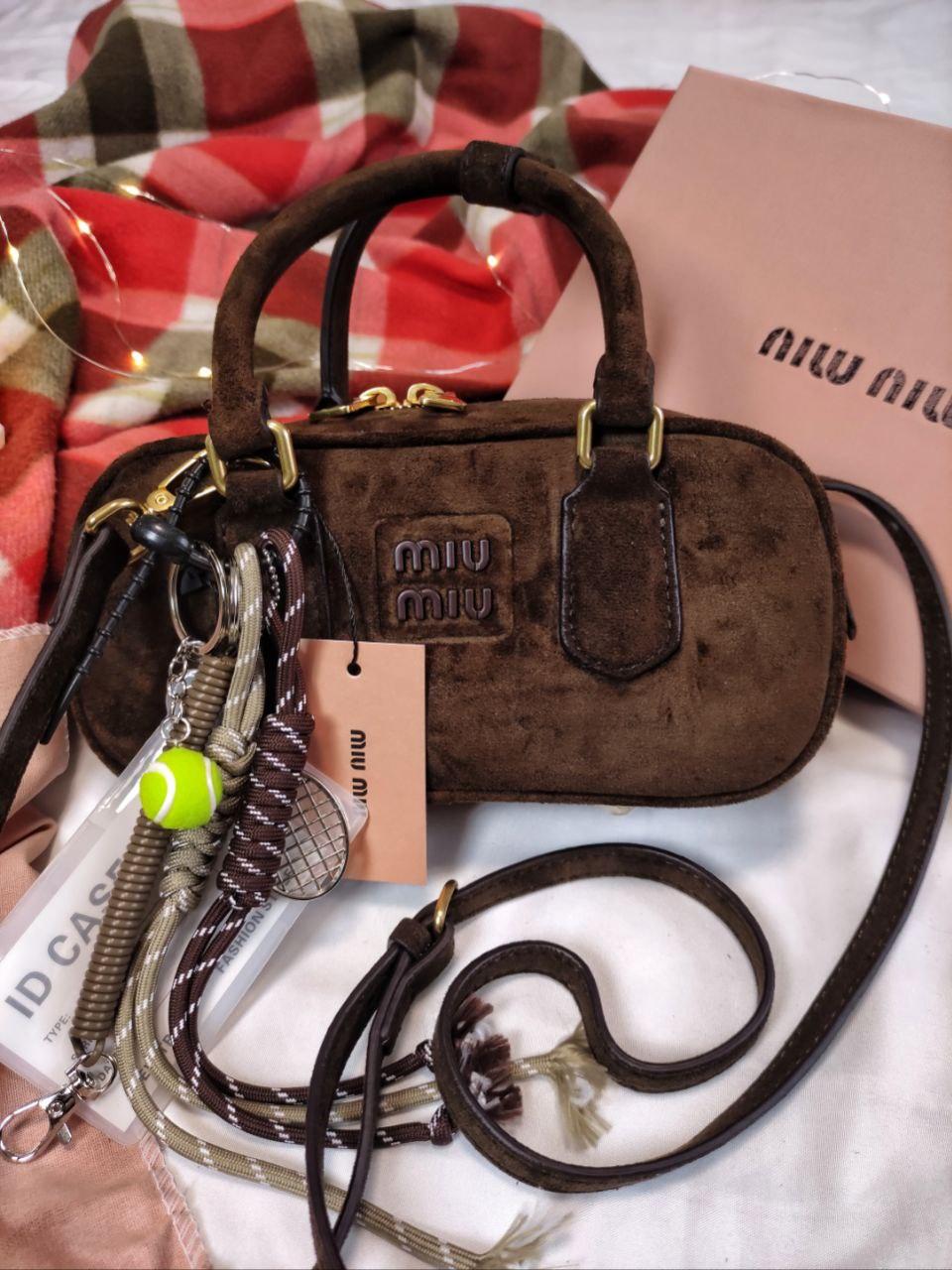 Miu Miu Arcadie Suede Bag Brown підвіска 22х10х8 см Сумка брендовая женская Стильная