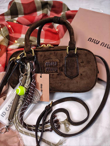 Miu Miu Arcadie Suede Bag Brown підвіска 22х10х8 см Сумка брендовая женская Стильная