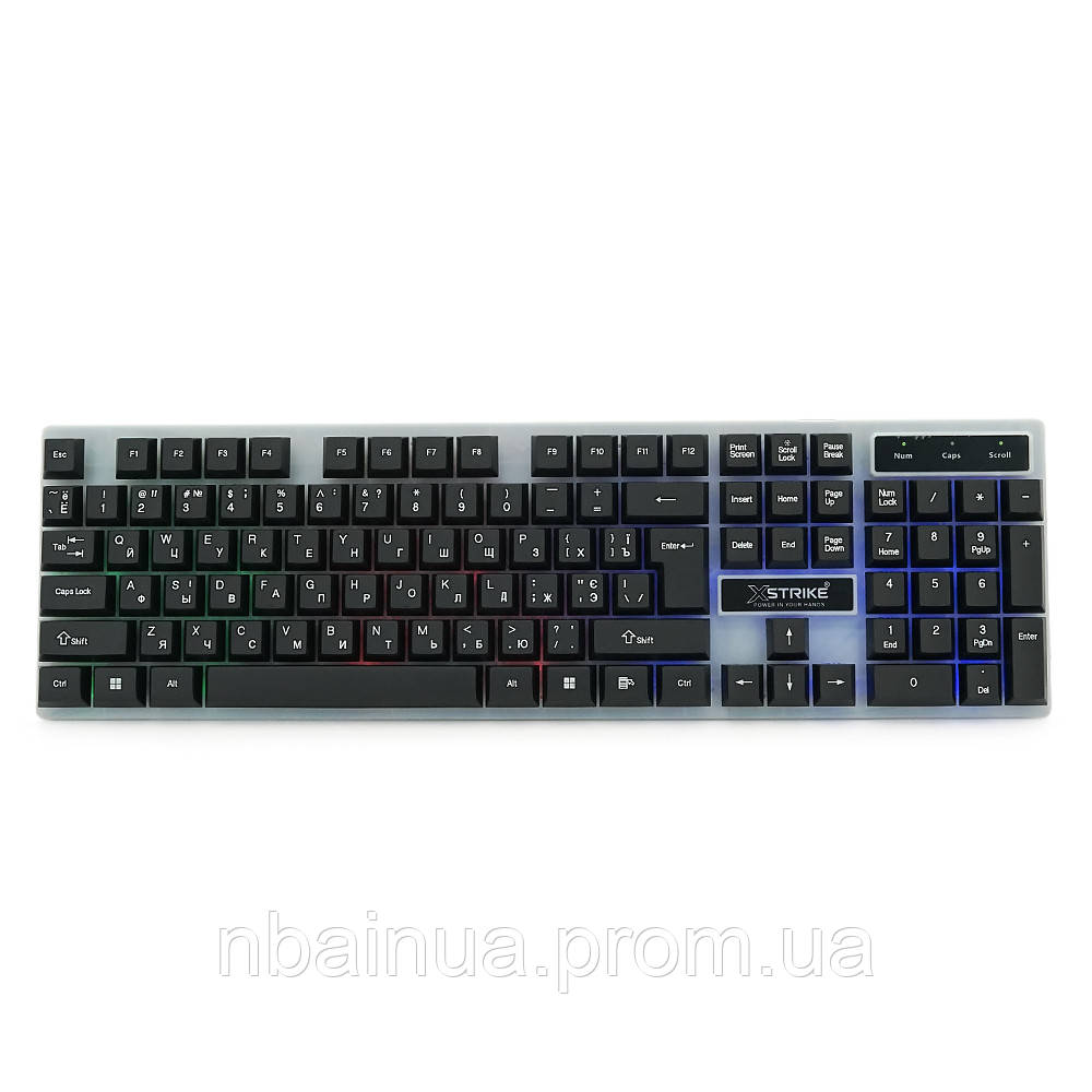 Клавиатура USB XSTRIKE XS-1080, длина кабеля 135см, RGB подсветки, Eng ...