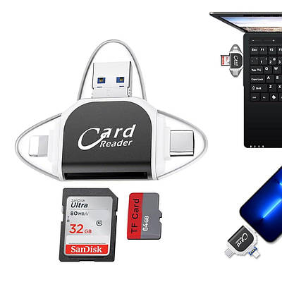 USB-C кардрідер KiWiBiRD для SD карт, OTG адаптер SD/SDHC/SDXC UHS-I ...