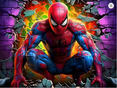 Алмазна мозаїка ЛЮДИНА-ПАВУК гарна картина 5D 30х40 (круглі стрази ...