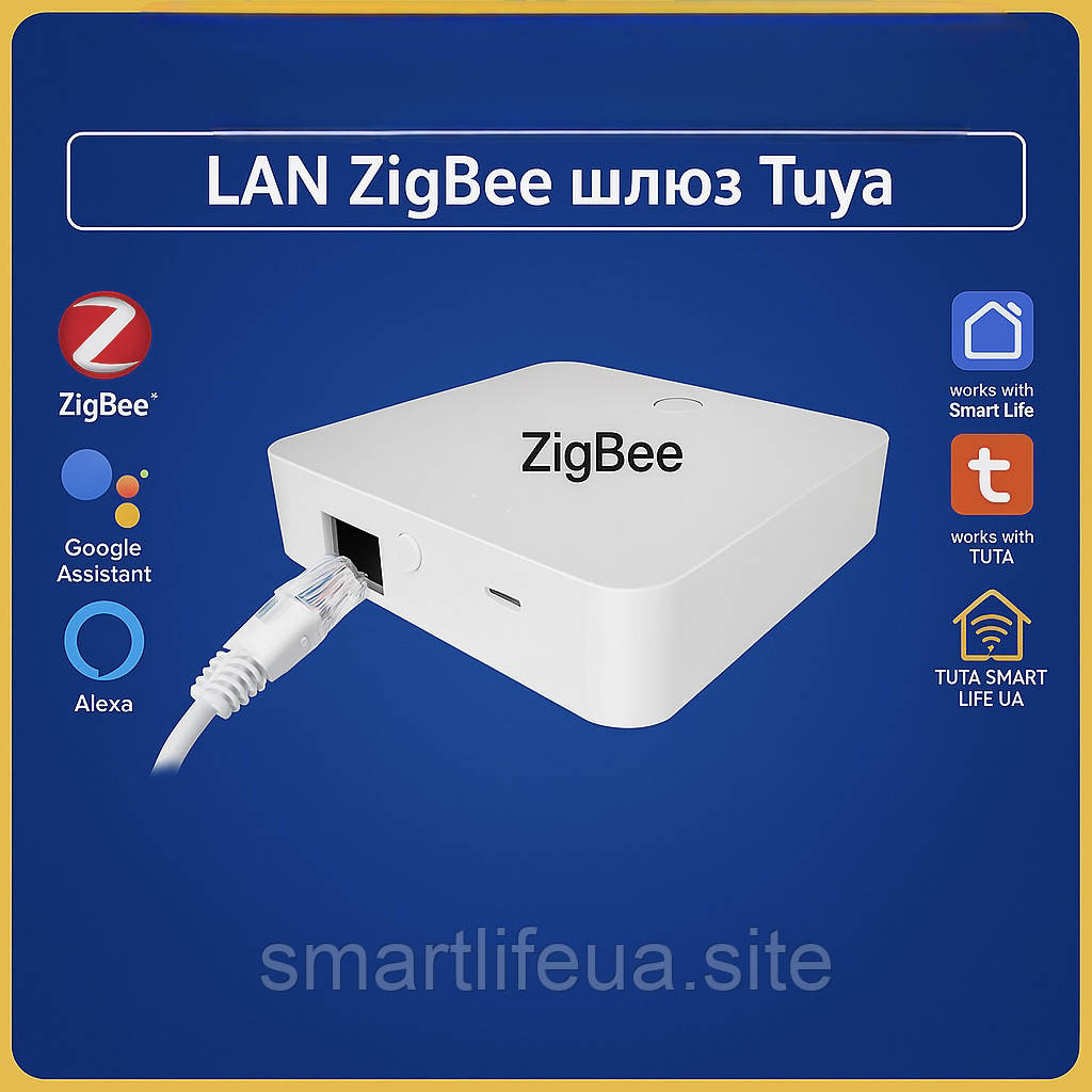 Шлюз Хаб Умного Дома Tuya "LAN" Zigbee Проводной Контроль 128 Устройства, Голосовое Управление ...