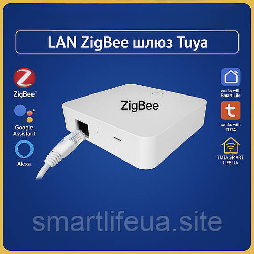 Шлюз Хаб Умного Дома Tuya "LAN" Zigbee Проводной Контроль 128 Устройства, Голосовое Управление ...