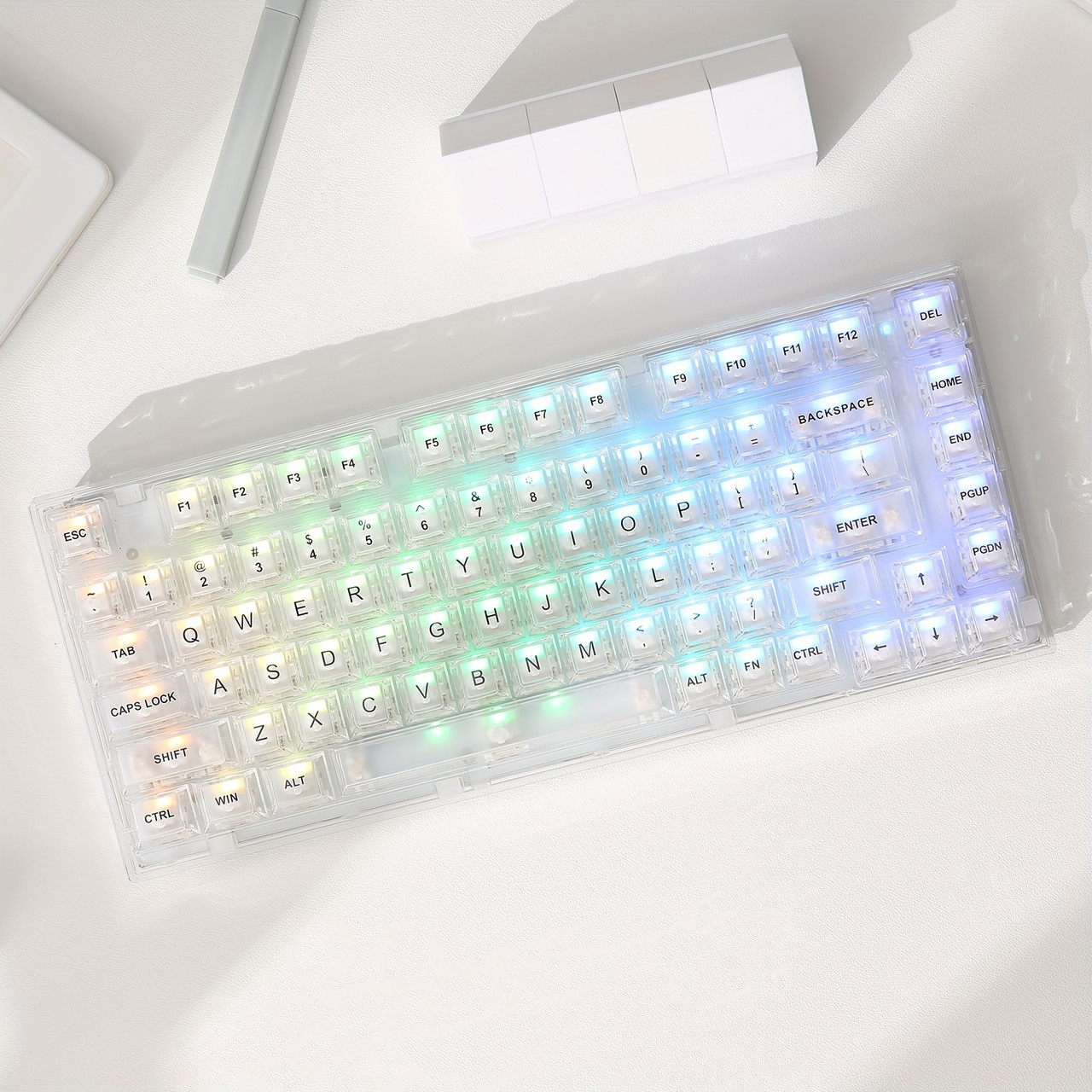 Механічна ігрова клавіатура YUNZII X75 PRO (BT 5.0/USB-C/2.4G) прозора ...