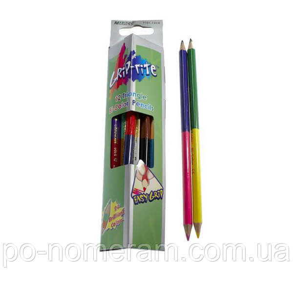 Карандаши Marco, двухсторонние, трехгранные 12 штук, 24цвета Grip-Rite ...
