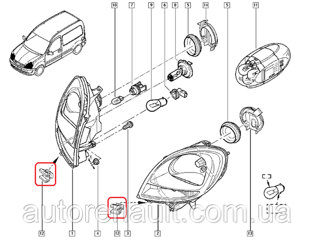 Купити Фіксатор(засувка) фари на Рено Кенго 01-> - RENAULT (Оригінал ...