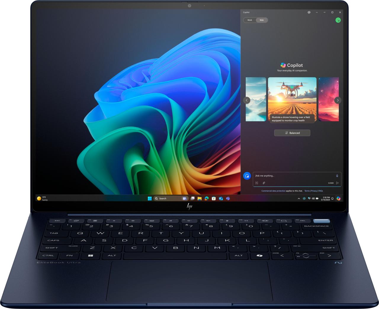 Ноутбук HP EliteBook Ultra G1i 14" 2.8k Touch, Intel U5-228V, 32GB, F1TB, UMA, Win11P, синий ...