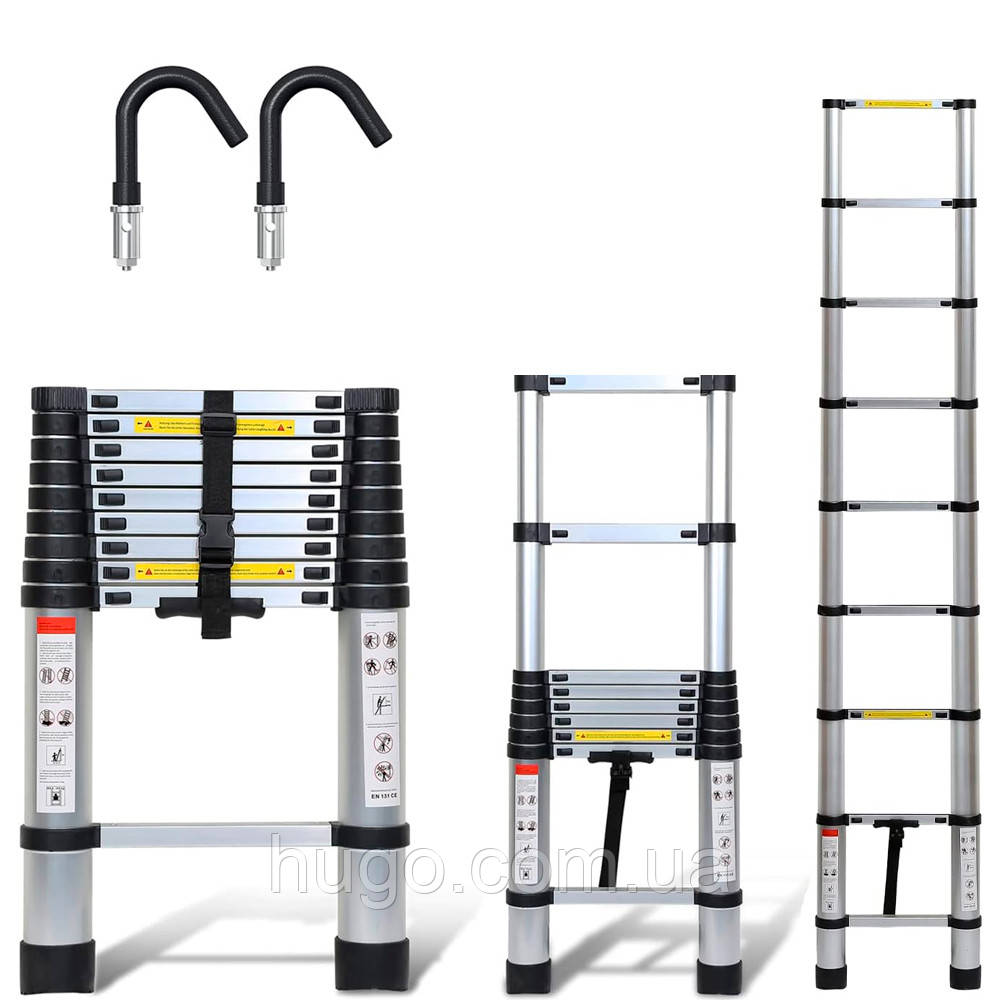 Оптическая алюминиевая лестница с крючками 2,6м / Двухсторонняя ...