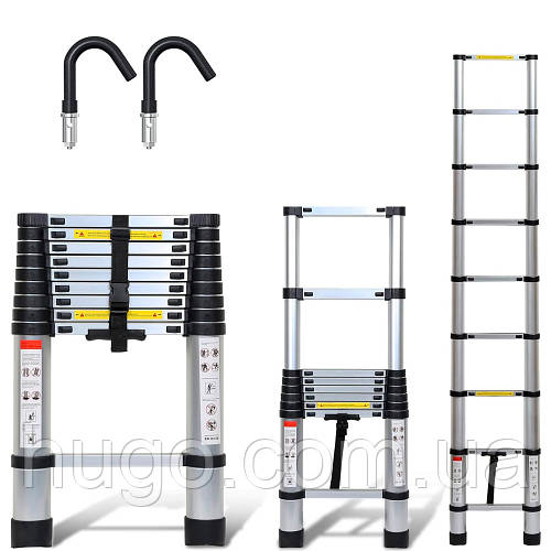 Оптическая алюминиевая лестница с крючками 2,6м / Двухсторонняя ...