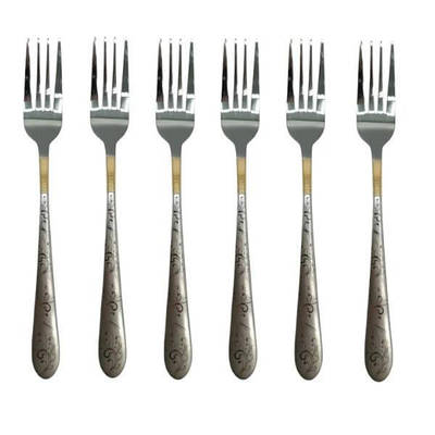Вилки десертні рифлені з візерунком 6 шт. Cutlert set CD-13, ціна: 222 ...