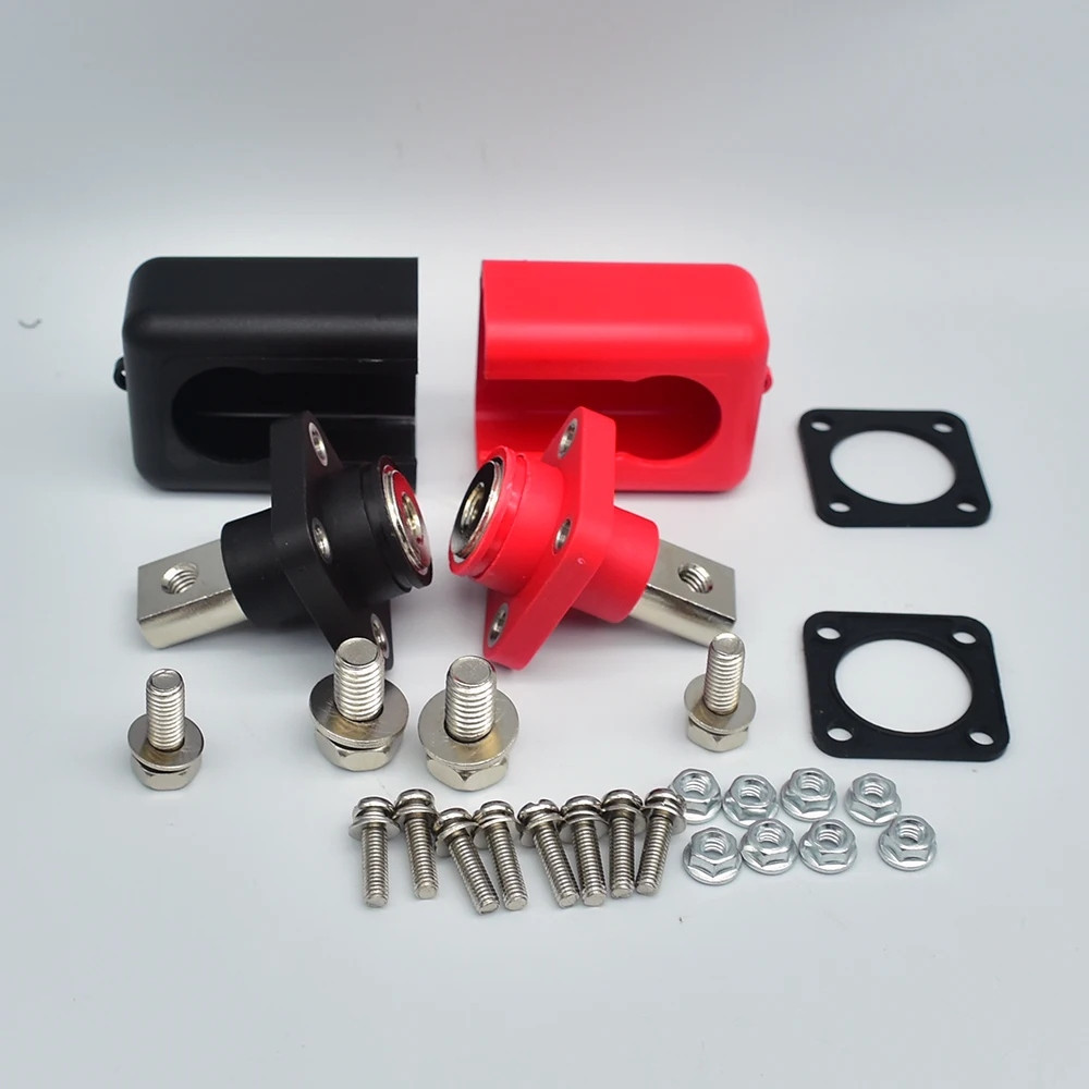 Корпусна прохідна клема 200A для акумуляторів із кришкою (чорна+червона ...