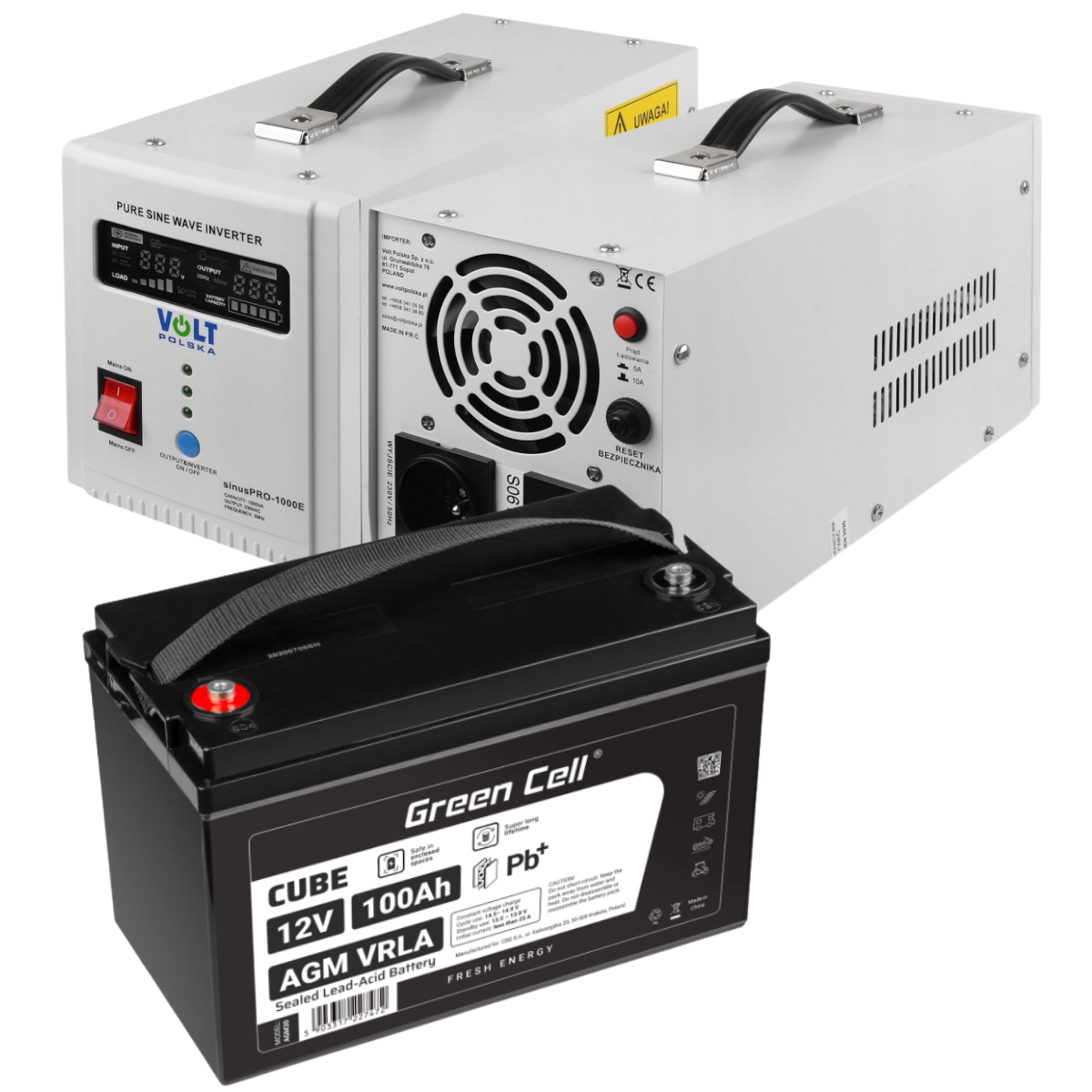 Комплект резервного живлення Volt Polska SINUS PRO 1000 E + Green Cell ...