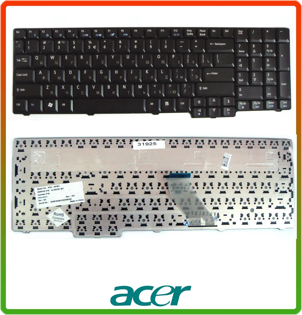 Клавиатура ACER eMachines E528 E728 KB.I1700 9J.N8782 NSK-AF купить в ...