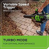 Потужна безщіткова повітродувка акумуляторна Greenworks 60 В BL60L02 ...