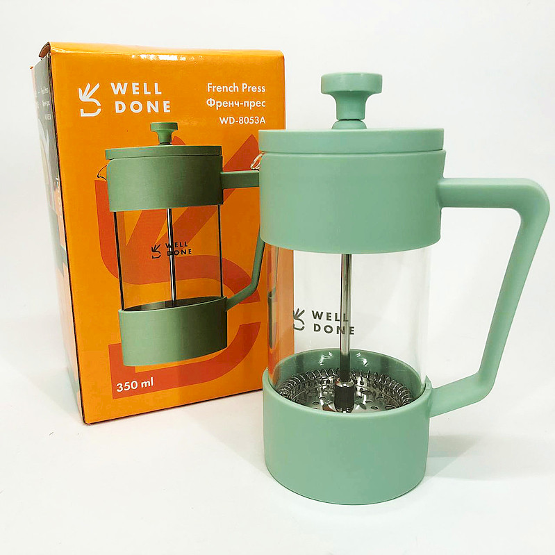 Френч-пресс Well Done 350 мл для заваривания чая без осадка, мятный ...