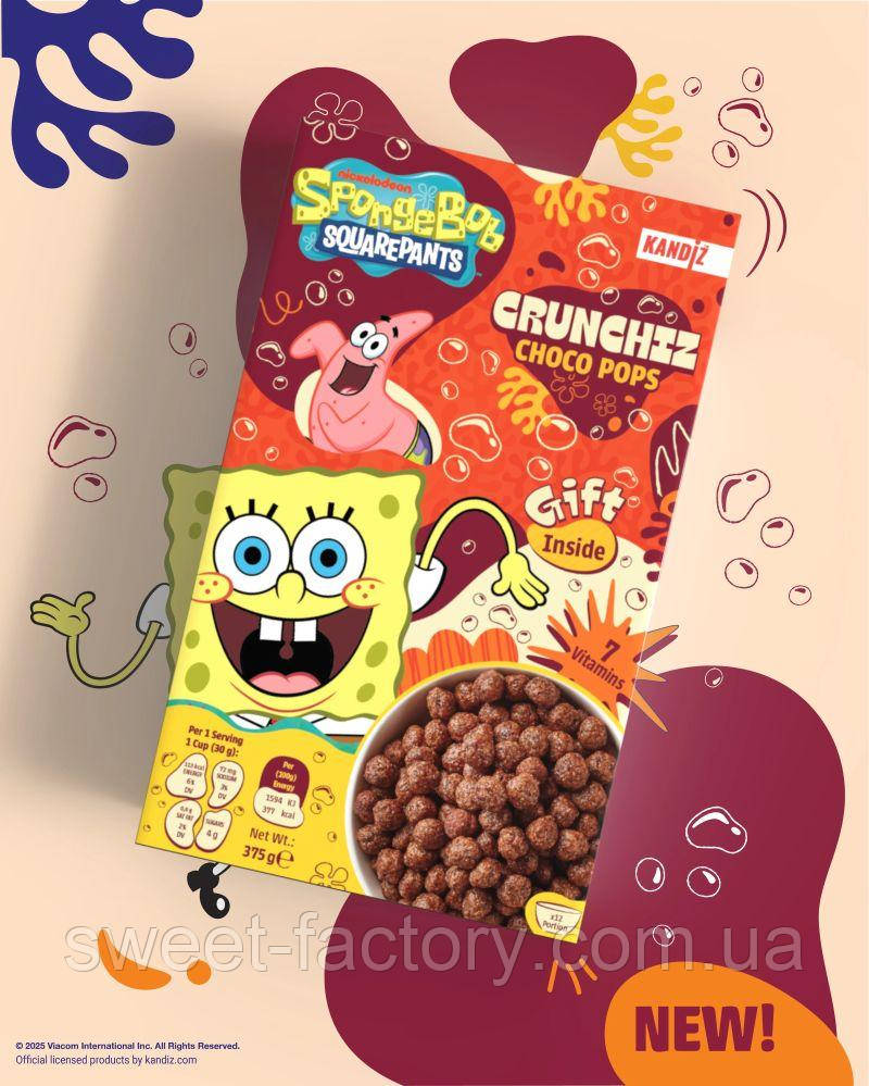 Сухі сніданки Kandiz Nickelodeon Crunchis Choco Pops Sponge Bob 375g ...