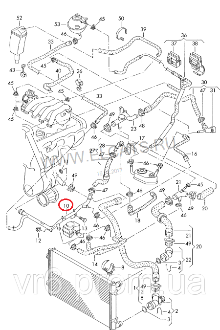Патрубок системы охлаждения VW 06A121065AR (ID#497040072), цена: 587 ...