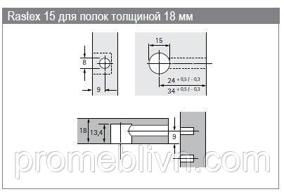Ексцентрикова стяжка Rastex 15/16, цинк (9059487) , Hettich (ID ...