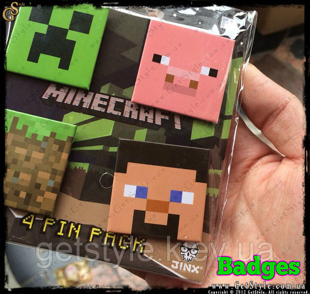 Купити Значки Minecraft Badges Set 4 шт, ціна 185 ₴ - Prom.ua (ID ...