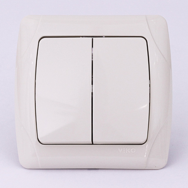 Выключатель двухклавишный VIKO Carmen скрытой установки цвет кремовый ...