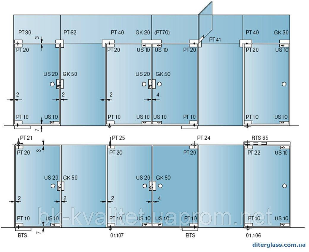 Фитинг верхний PT40 DORMA universal light для стеклянной двери от ...