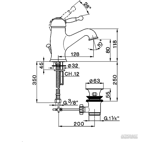 Смеситель для раковины Devit Charlestone CN60051037, цена — Prom.ua (ID#539138364)