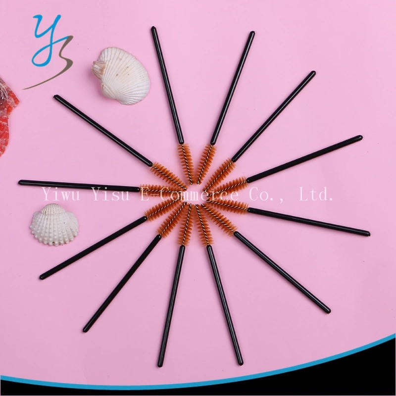 Щіточки для розчісування вій і брів коричнева на чорній ніжці 10 шт ціна 20 грн — Prom Ua Id