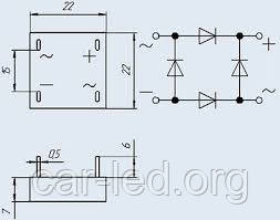 КЦ405А (0,6А....1,0A; 100V...600V) Діодний випрямний однофазний міст ...
