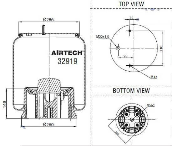 Купить 3229004200 Пневморессора со стаканом /пластик/ SAF2919V, цена ...