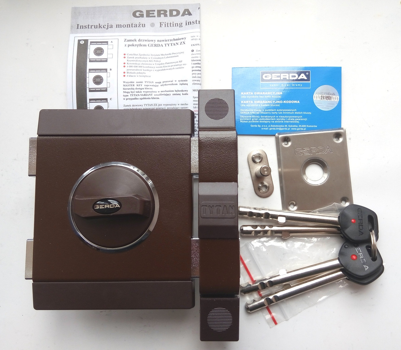 Замок Накладной Gerda Tytan ZX GT8 Длина Ключа 103мм Коричневый (Польша ...