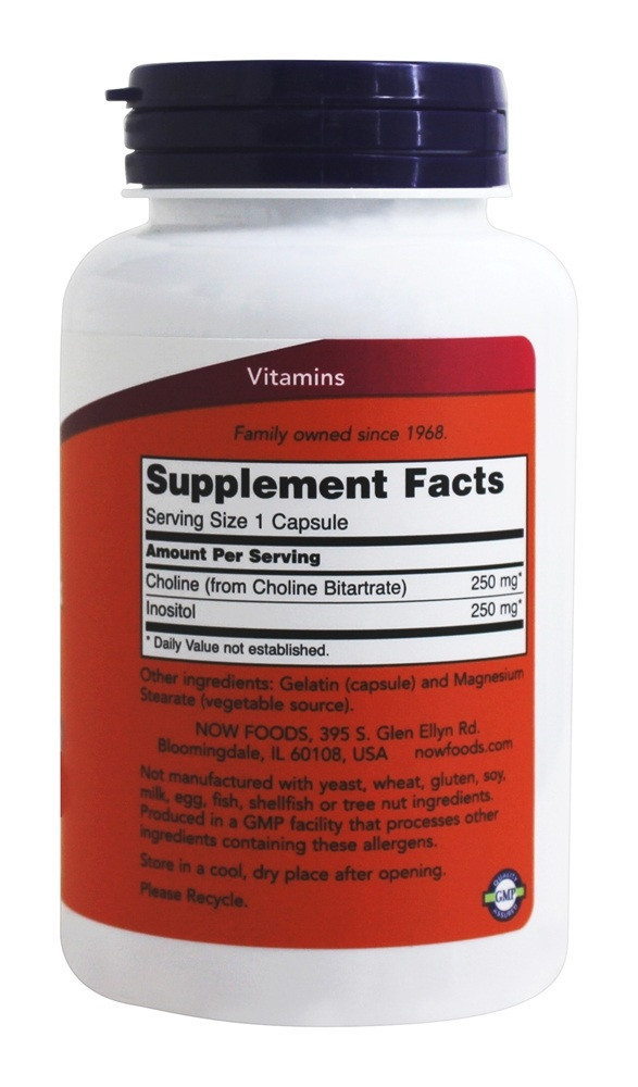 Холин с инозитолом / NOW - Choline & Inositol 500mg (100 caps): продажа ...