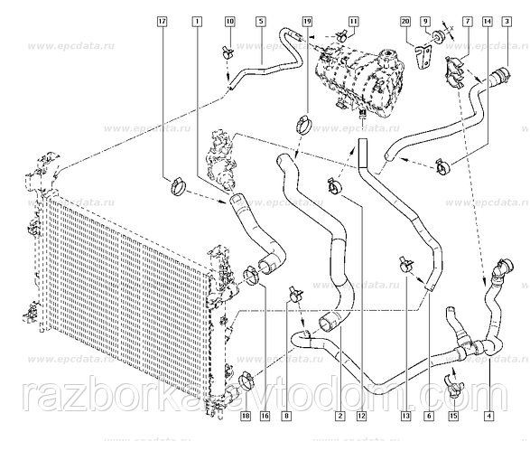 Купить Патрубки радиатора печки Renault Kangoo (08-13) 1,5DCI OE ...