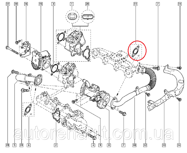 Купить Прокладка охладителя системы EGR на Рено Трафик 06-> 2.0dCi ...