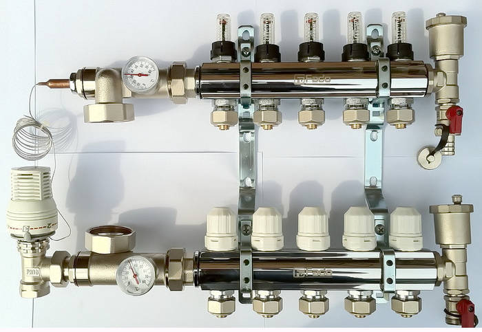 Купить Коллектор для теплого пола FADO на 2 контура с расходомерами ...