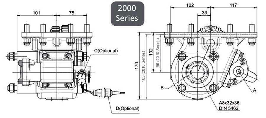 Коробка отбора мощности PTO EATON MRT9513 1000В/1010В 021202040, цена ...
