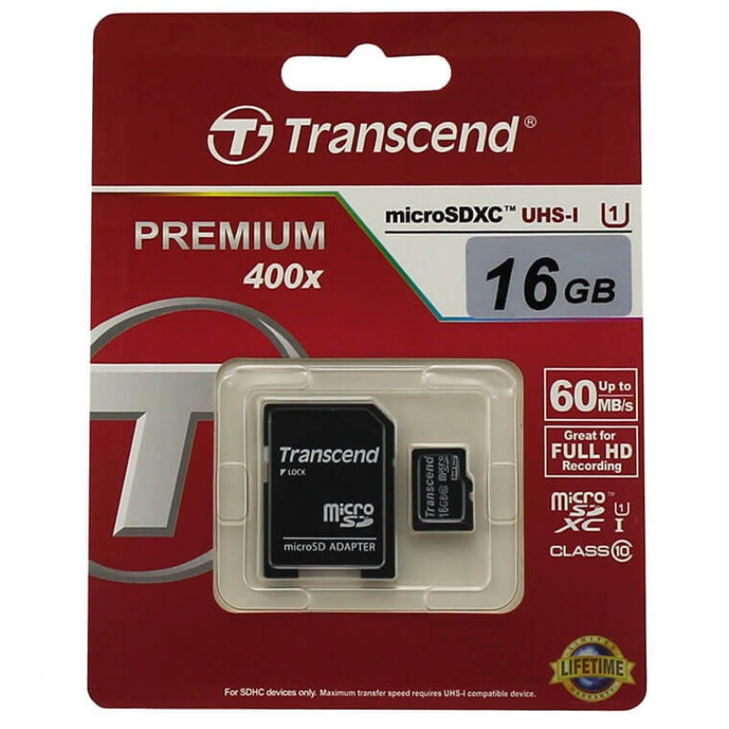 Карта памяти Transcend microSDHC 4GB class 10 UHS-I Premium 300X + SD ...