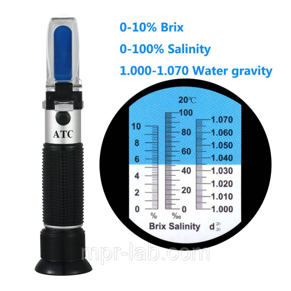 Рефрактометр RHBS-10 Brix (0-10 Brix; 1,000-1,070 Nd; 0-100 ‰) АТС ...
