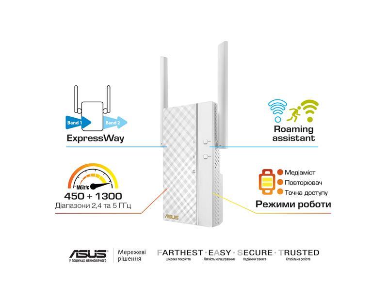 Повторитель Wi-Fi сигнала ASUS RP-AC66 - купить по лучшей цене в Киеве ...